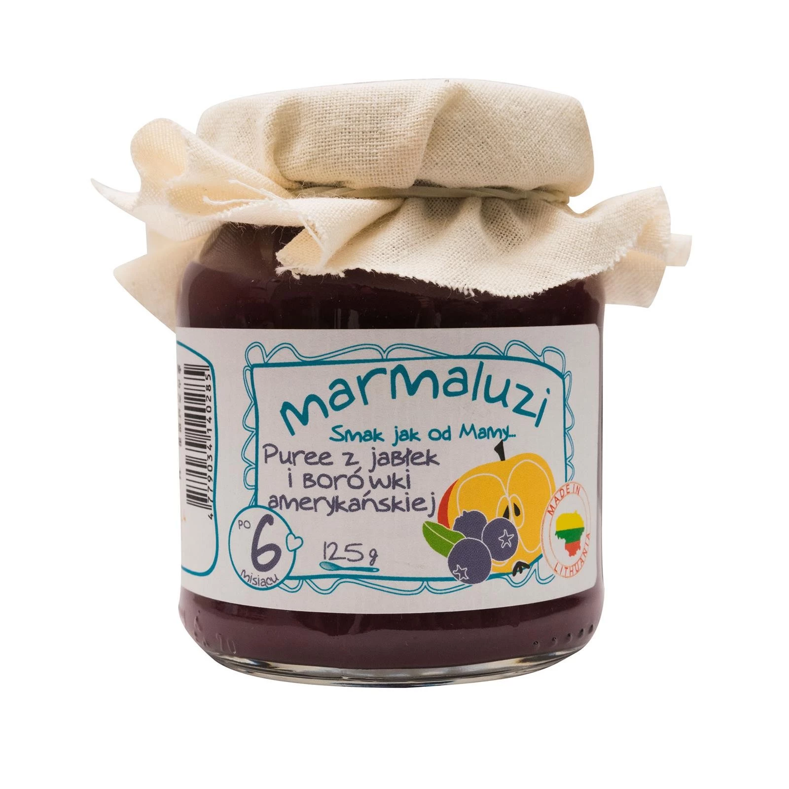 Marmaluzi − Puree z jabłek i borówki − 125 g | Sklep Nabea.pl